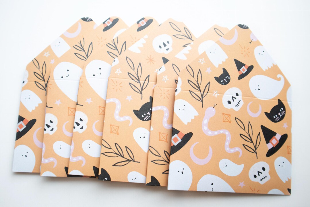 Orange Cats Ghosts Envelopes With Cards, Gift Card Envelope, Thank You ...