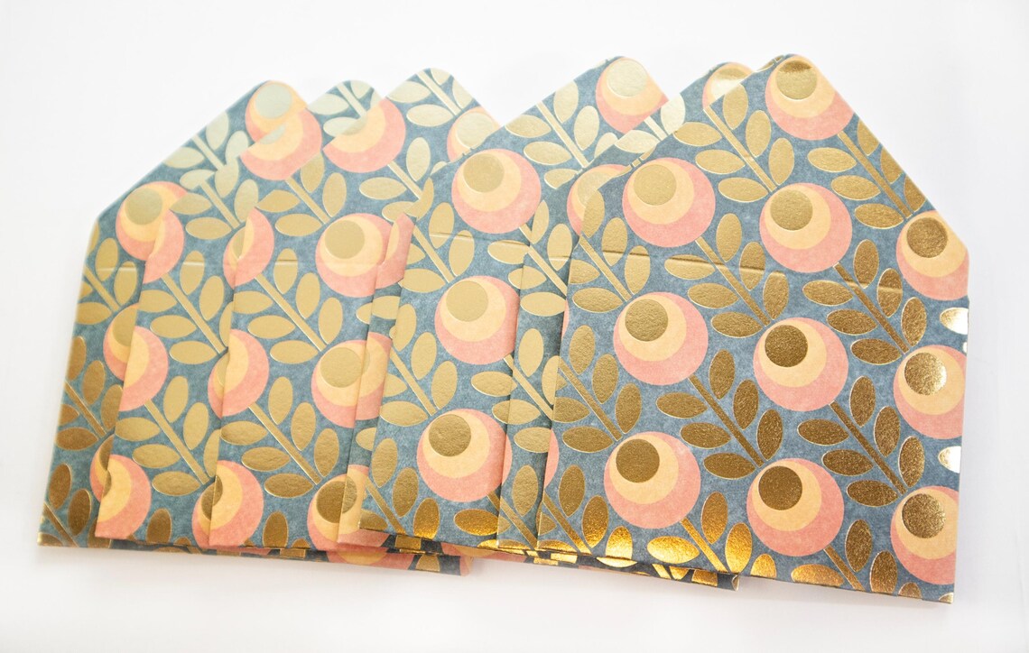 Retro Mod Metallic Envelopes, Set of 7, Tip Envelope, Housekeeping ...