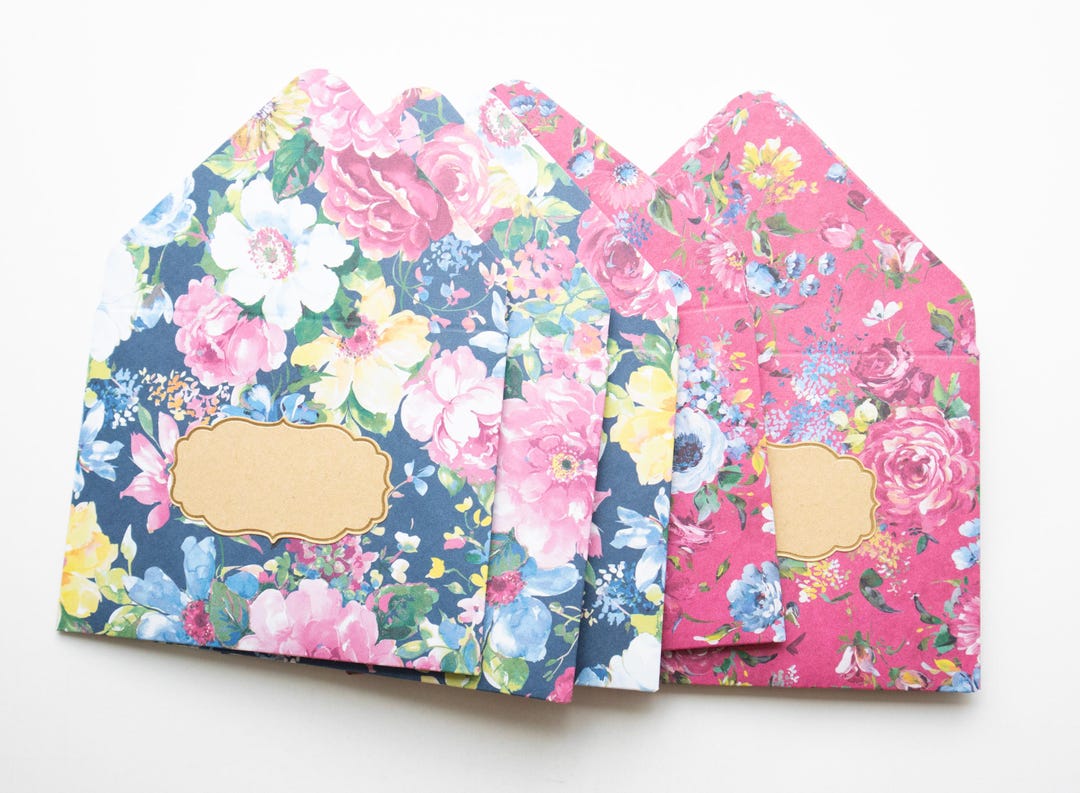 Pink Blue Flower Envelopes, Tip Envelopes, Housekeeping, Thank You ...