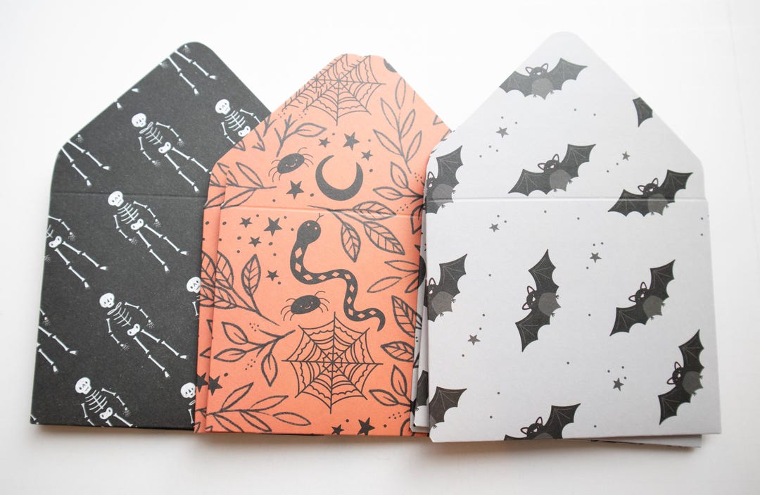 Bats,skeletons, Snakes Envelopes, Gift Card Envelope, Thank You, Tip ...