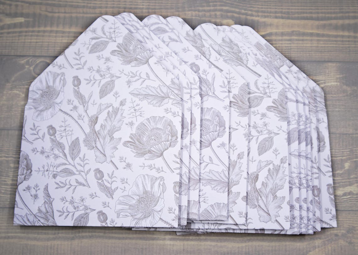 Soft Gray Floral Envelopes, Tip Envelopes, Salon, Hair Salon Tip ...