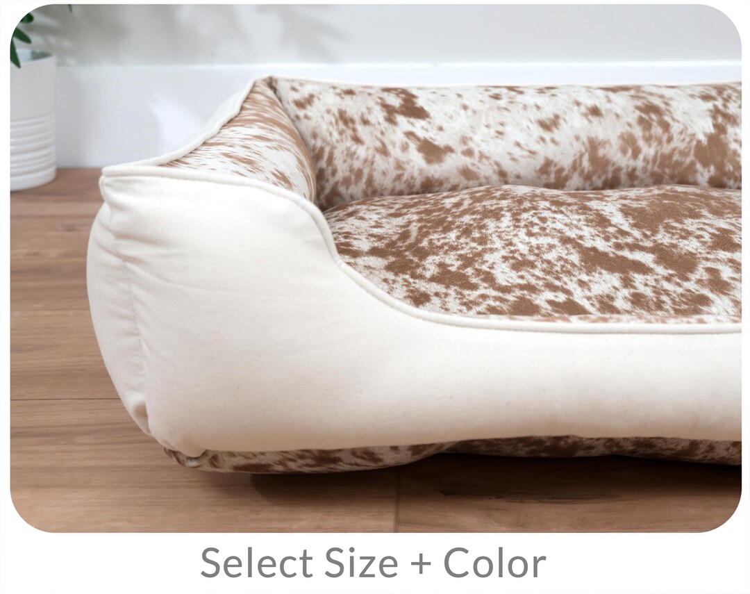 Vegan Cow Print Dog Bed With Durable Performance Velvet, Orthopedic ...