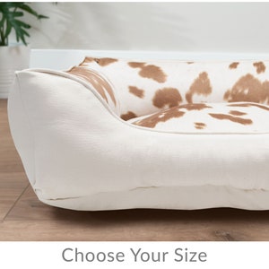 Faux Fur Dog Bed in Palomino. Cow Print Western Dog Furniture ...