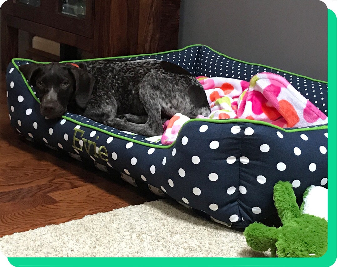 Navy Blue Dog Bed With Name Puppy Dog Bed With Sides and - Etsy