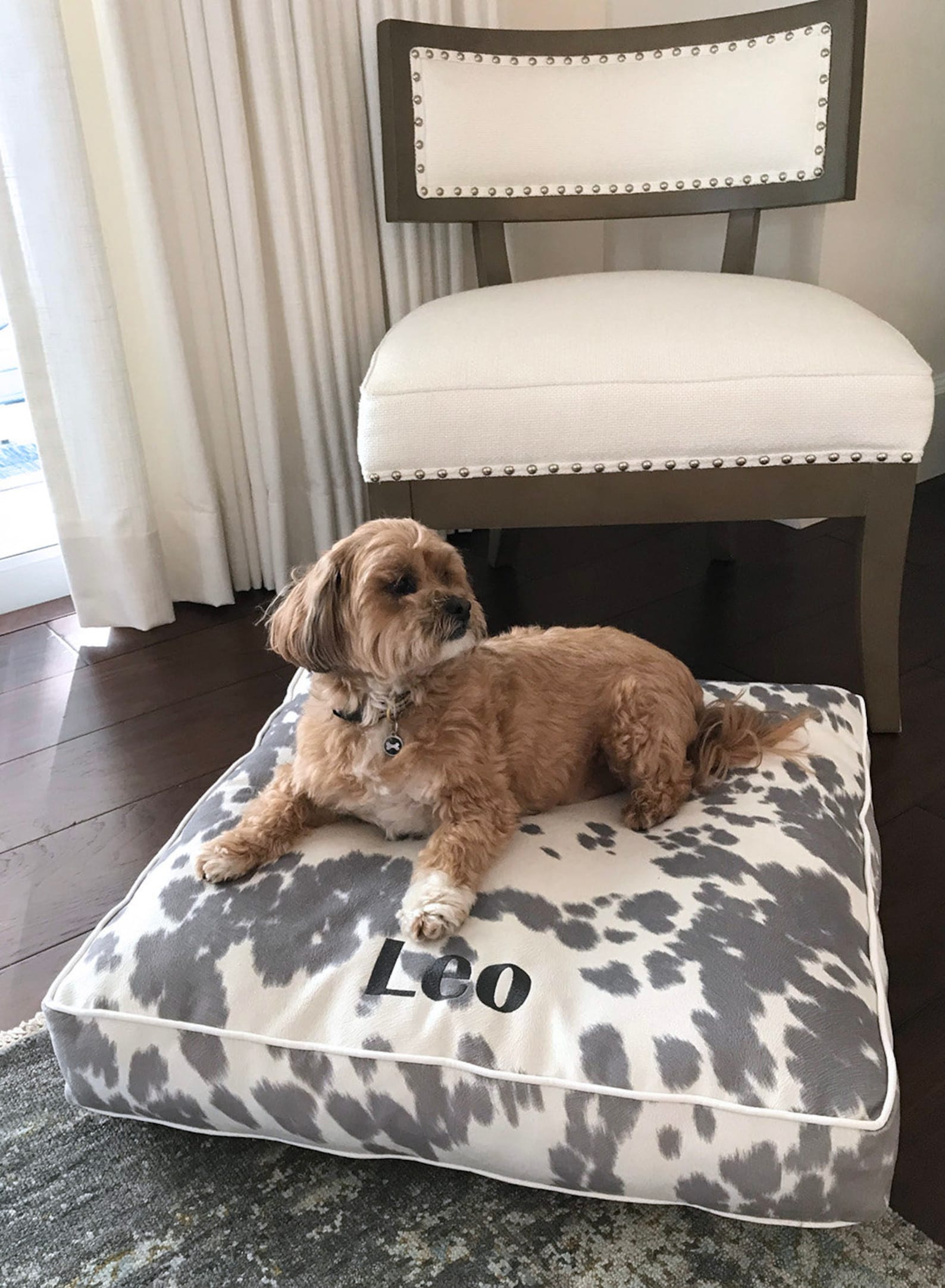 Western Dog Bed With Performance Faux Cowhide, Vegan Cow Print Cushion ...