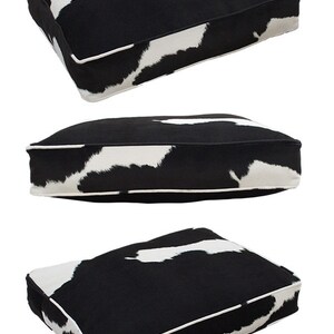 Western Dog Bed With Performance Faux Cowhide, Vegan Cow Print Cushion ...