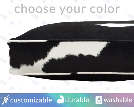 Western Dog Bed With Performance Faux Cowhide Vegan Cow Print - Etsy