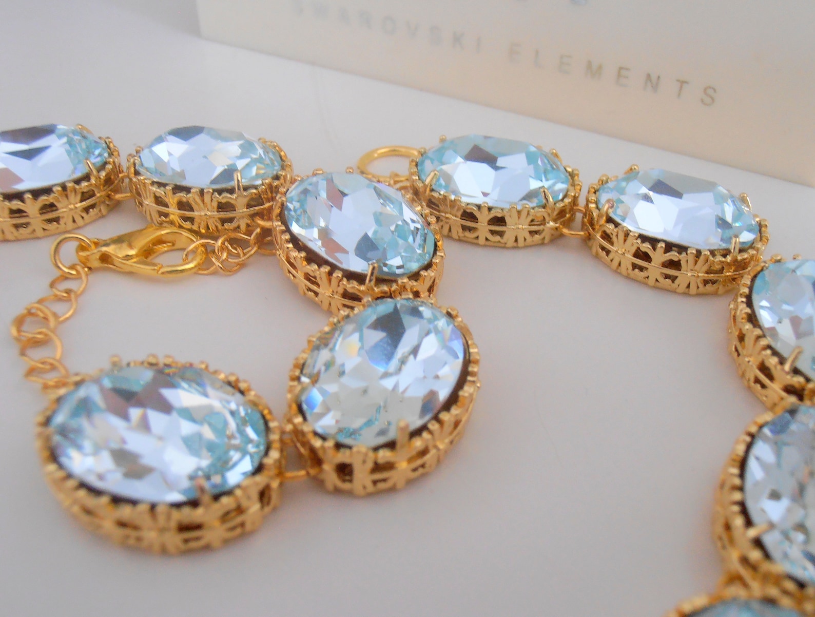 Light Azore Riviere Necklace With Genuine Oval Crystals Anna - Etsy