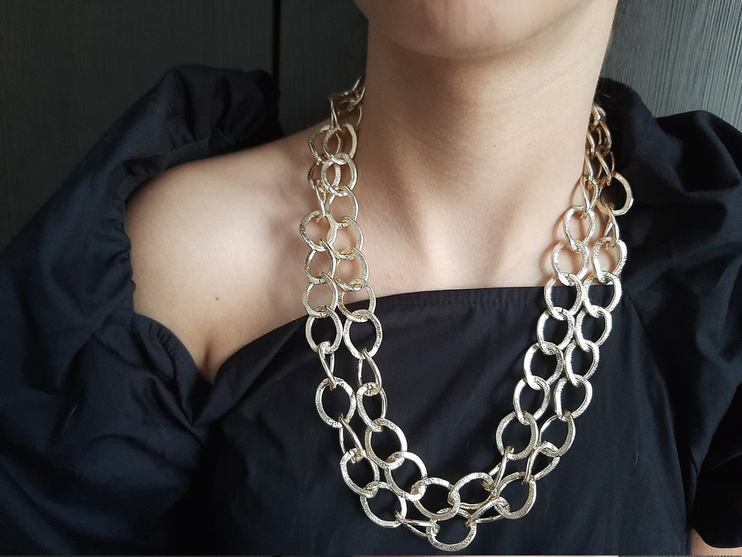 Gold Chunky Chain Necklace / Oversized Choker / Statement Jewelry for ...