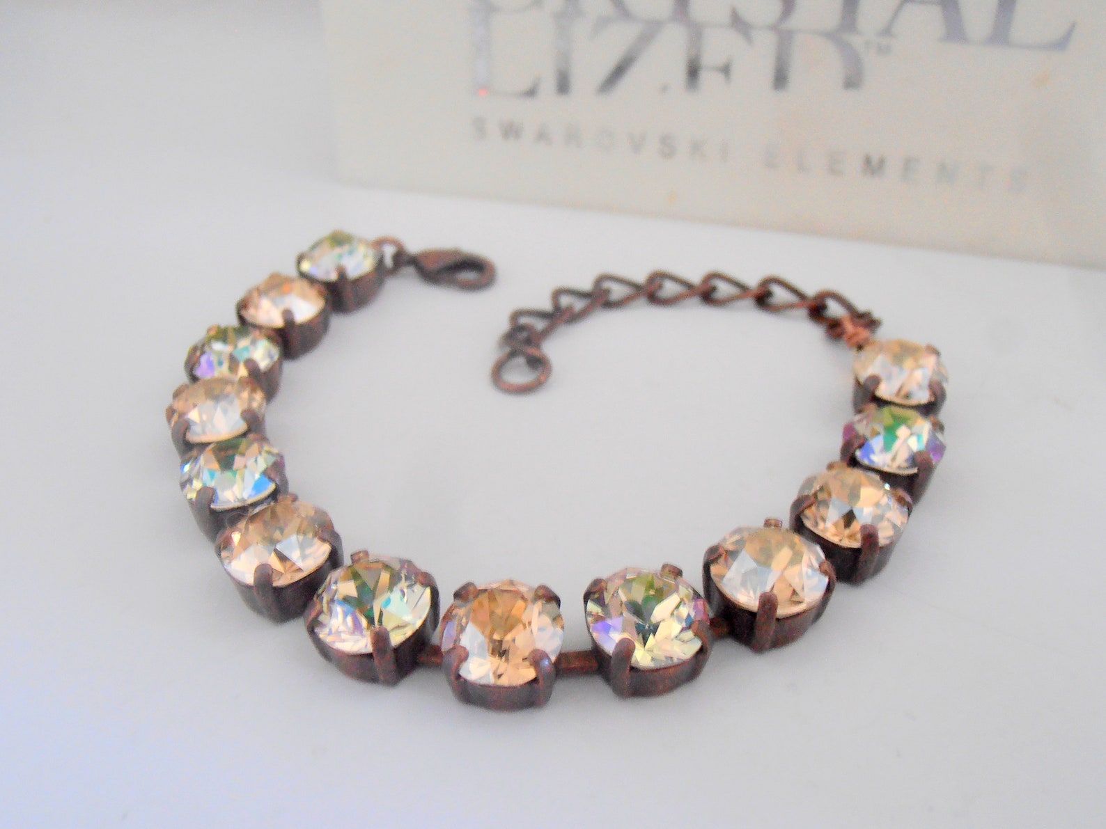 Golden Shadow Copper Tennis Bracelet / Antique Cupchain - Etsy