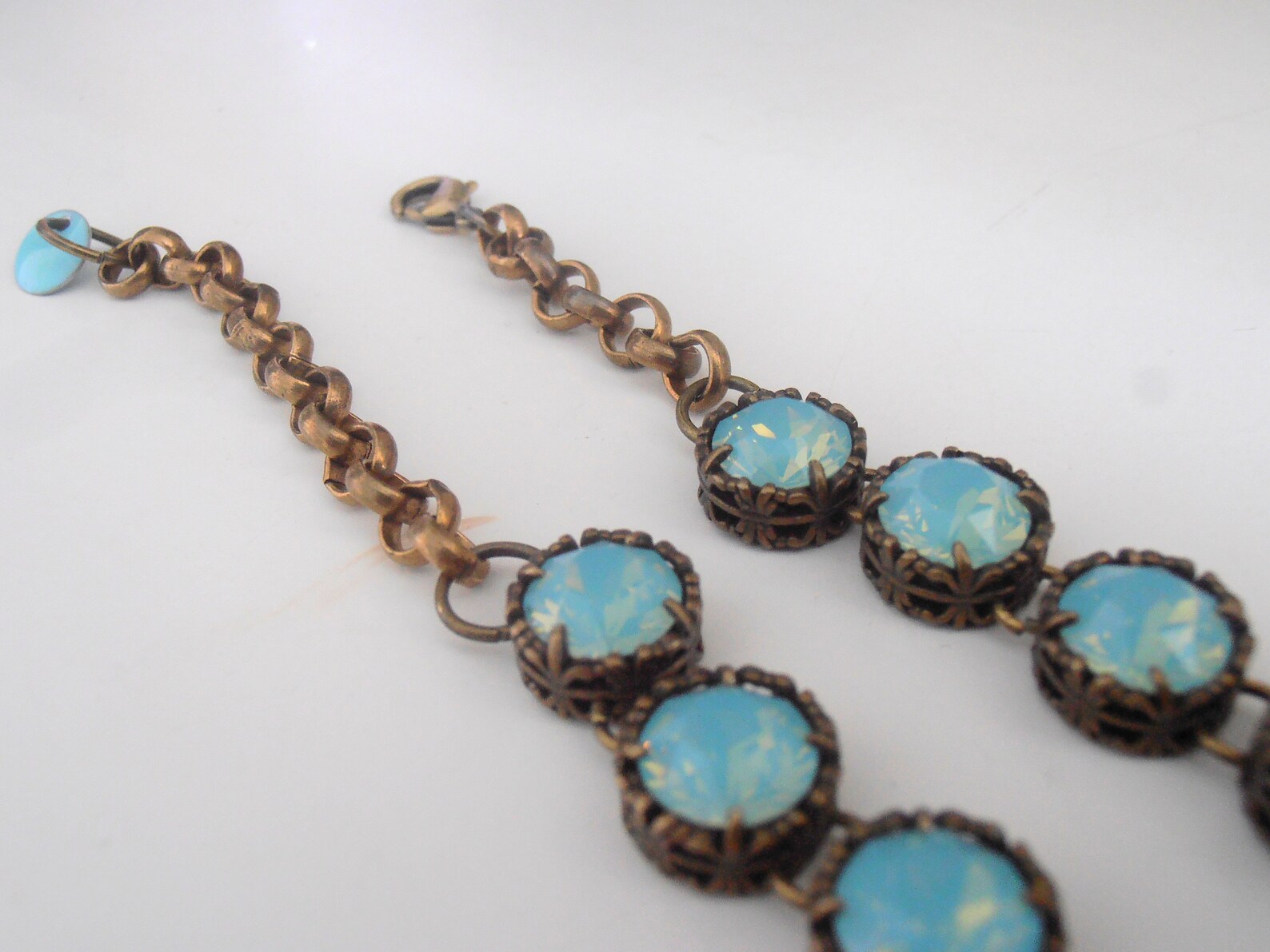 Pacific Opal Crystal Necklace Blue Long Filigree Jewelry Art - Etsy