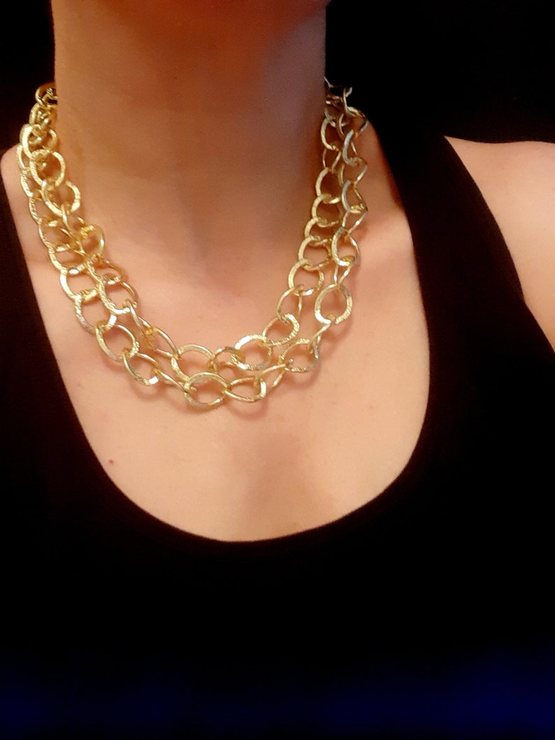 Gold Chunky Chain Necklace / Oversized Choker / Statement Jewelry for ...