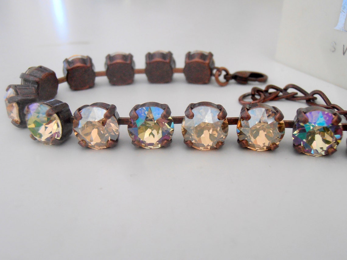 Golden Shadow Copper Tennis Bracelet / Antique Cupchain - Etsy