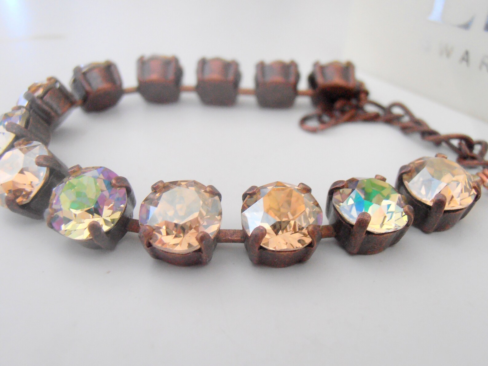 Golden Shadow Copper Tennis Bracelet / Antique Cupchain - Etsy