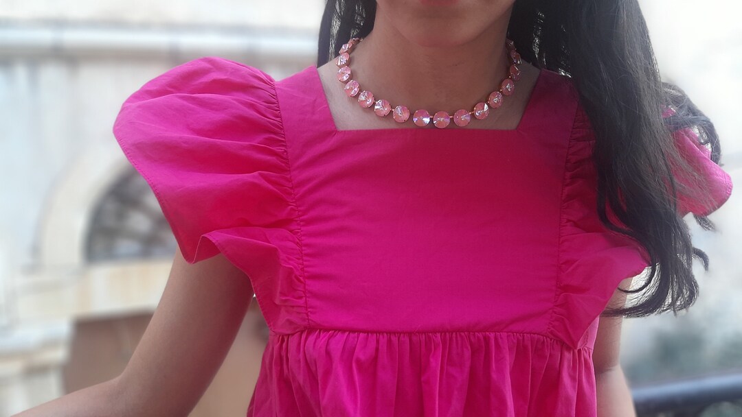 Powder Rose Crystal Choker: Gold Tennis Necklace, Anna Wintour Style - Etsy