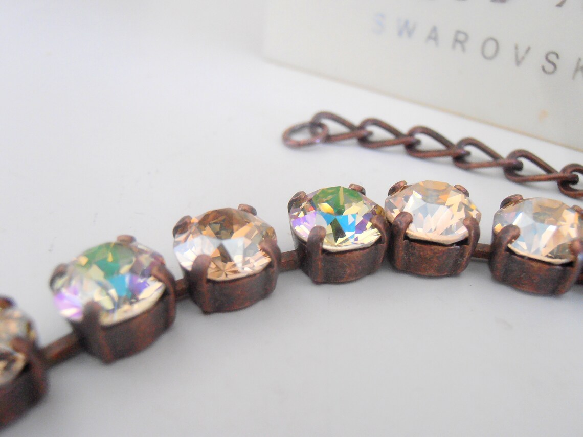 Golden Shadow Copper Tennis Bracelet / Antique Cupchain - Etsy