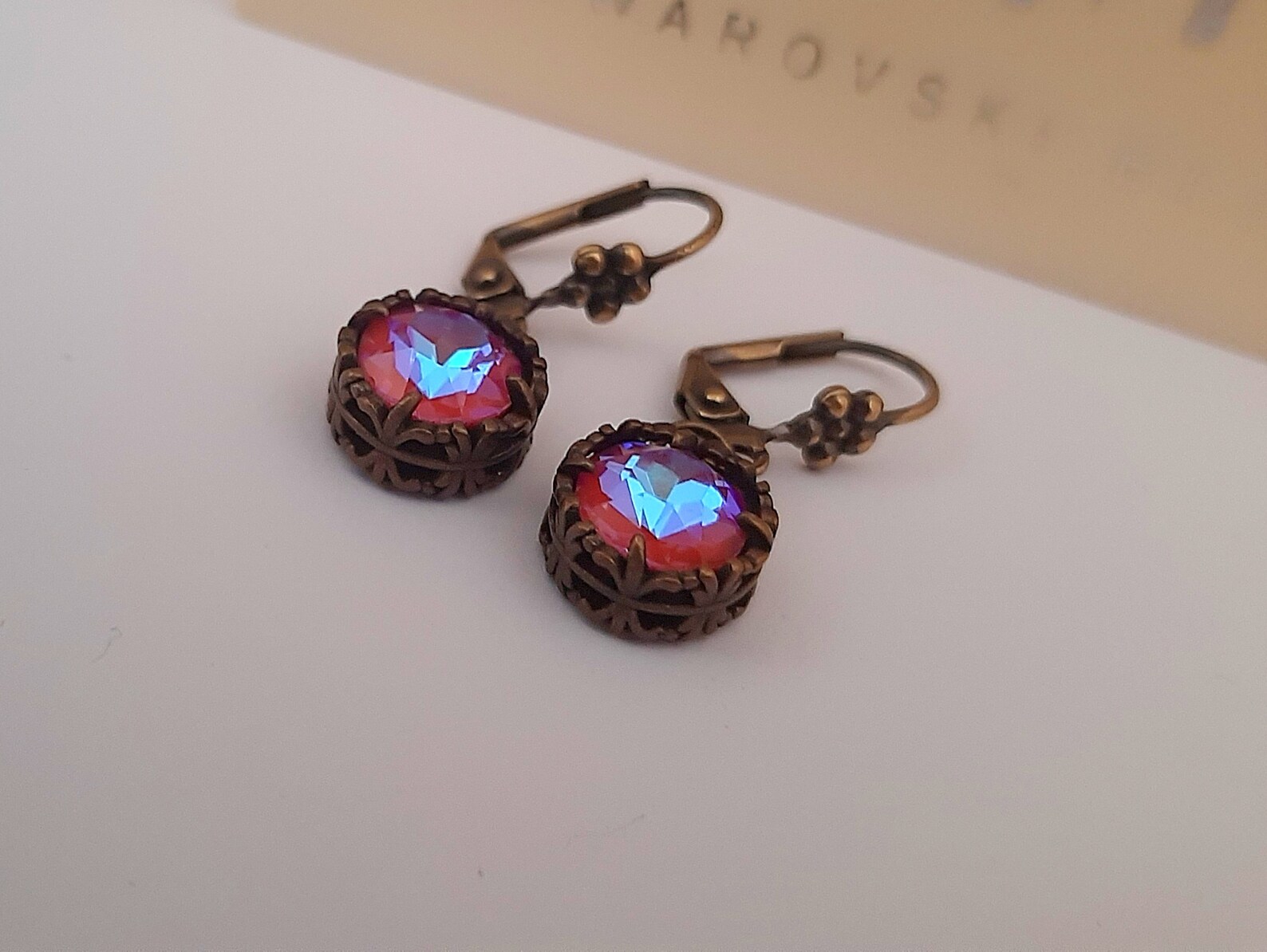 Lotus Pink Delite Dangle Earrings With Crystal Chatons/ | Etsy