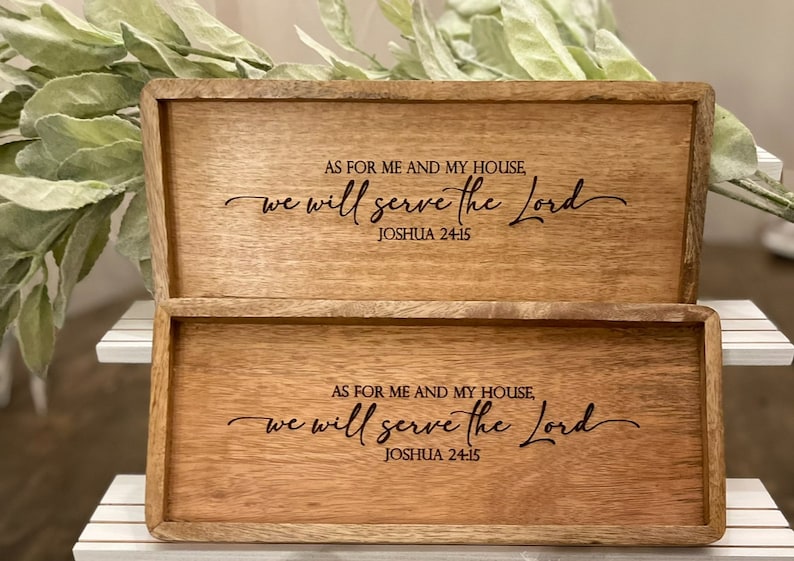 We Will Serve the Lord Engraved Wooden Tray - Etsy