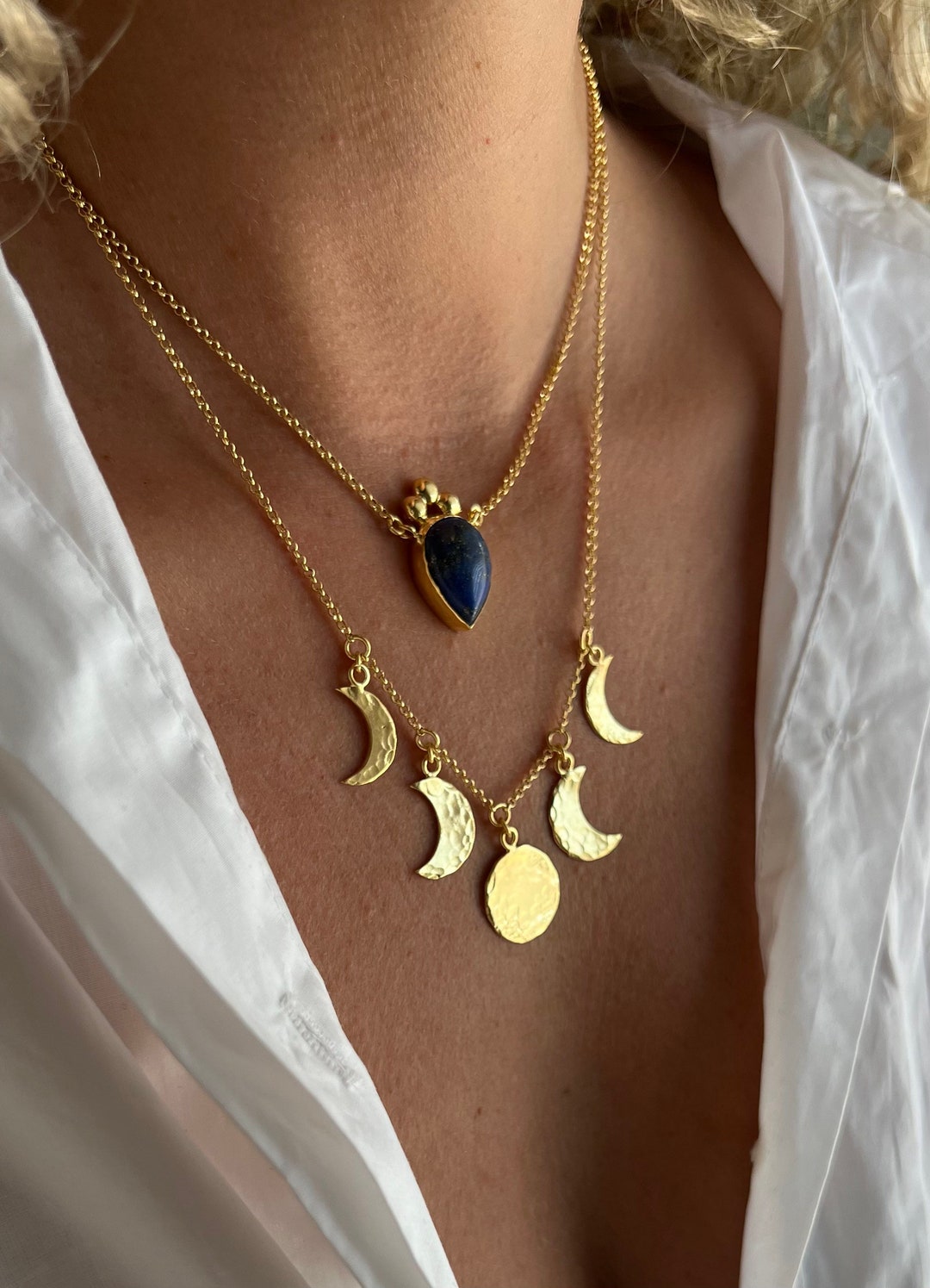 Moon Phase Silver Necklace - Etsy