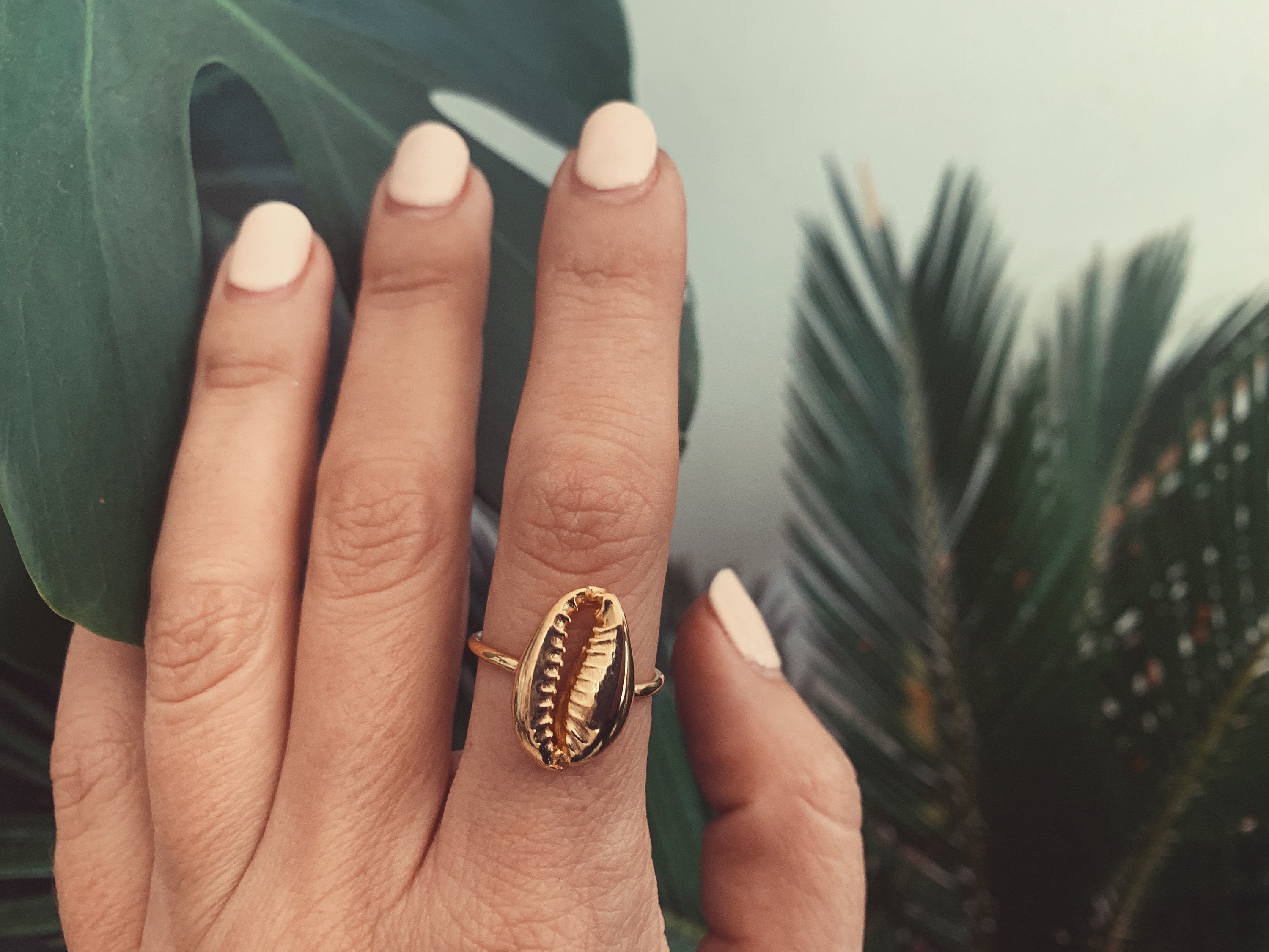 Gold shell ring,silver shell ring,silver cowrie ring,stacking ring,gold ...