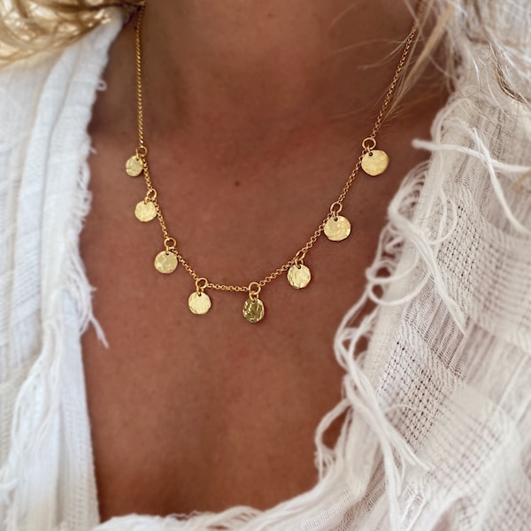 Gold Disc Necklace - Etsy