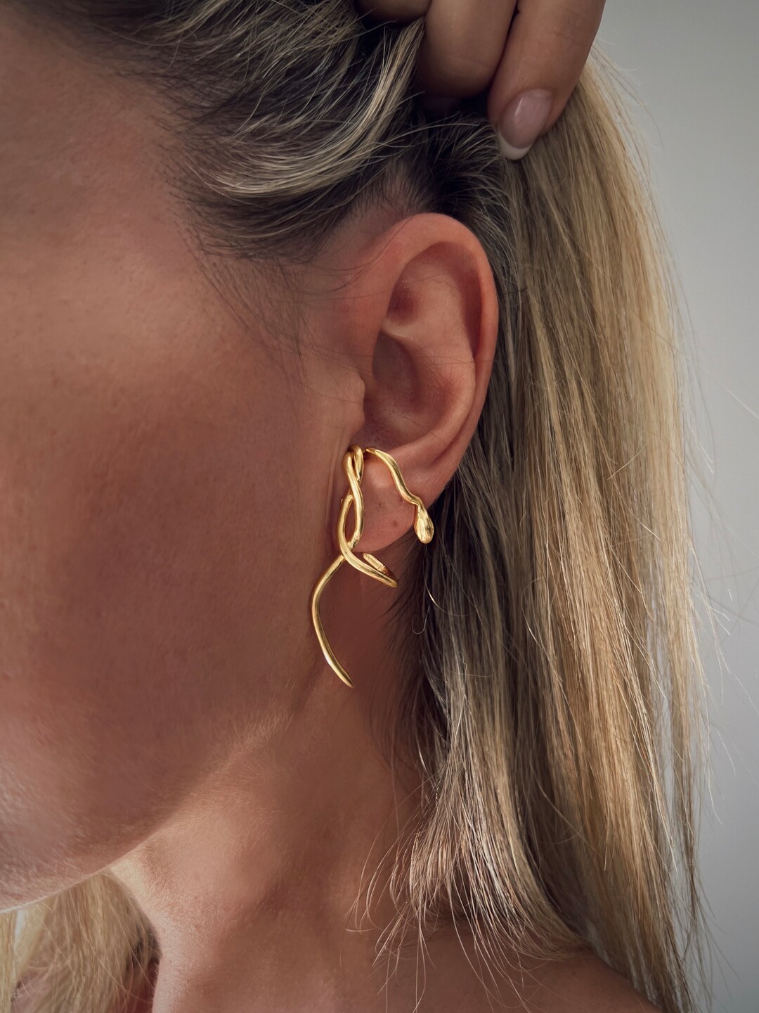 Snake Ear Cuff,gold Ear Cuff,snake Ear Piece,gold Snake Earrings,gold ...