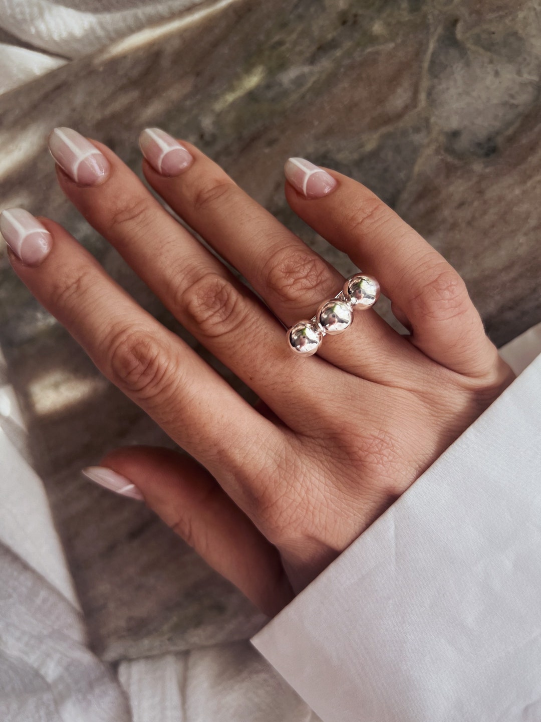 Silver Orbs Ring: Minimalist Stacking Band - Etsy