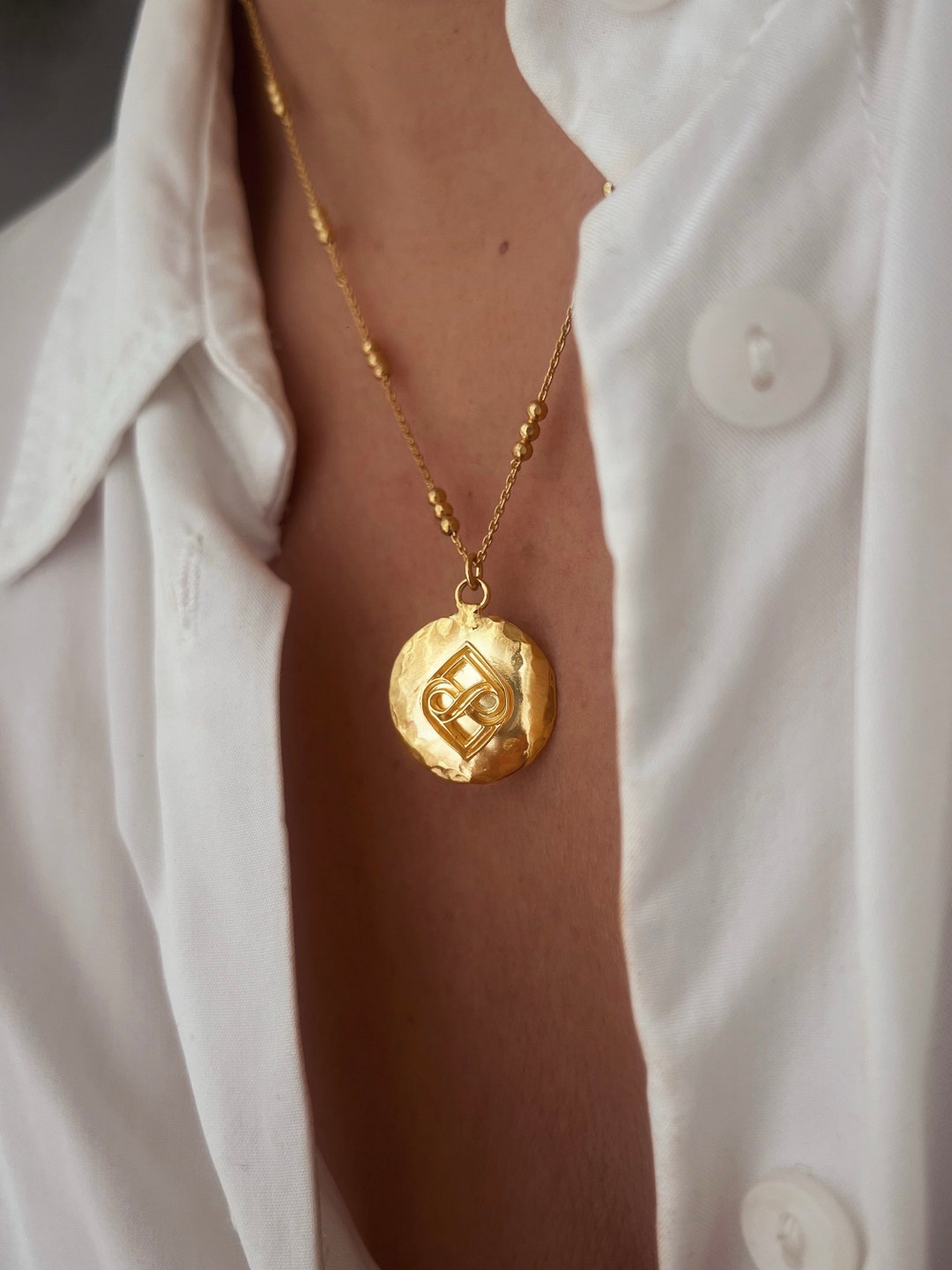 Coin Necklace Gold,gold Pendant,gold Round Pendant,gold Oval Necklace ...
