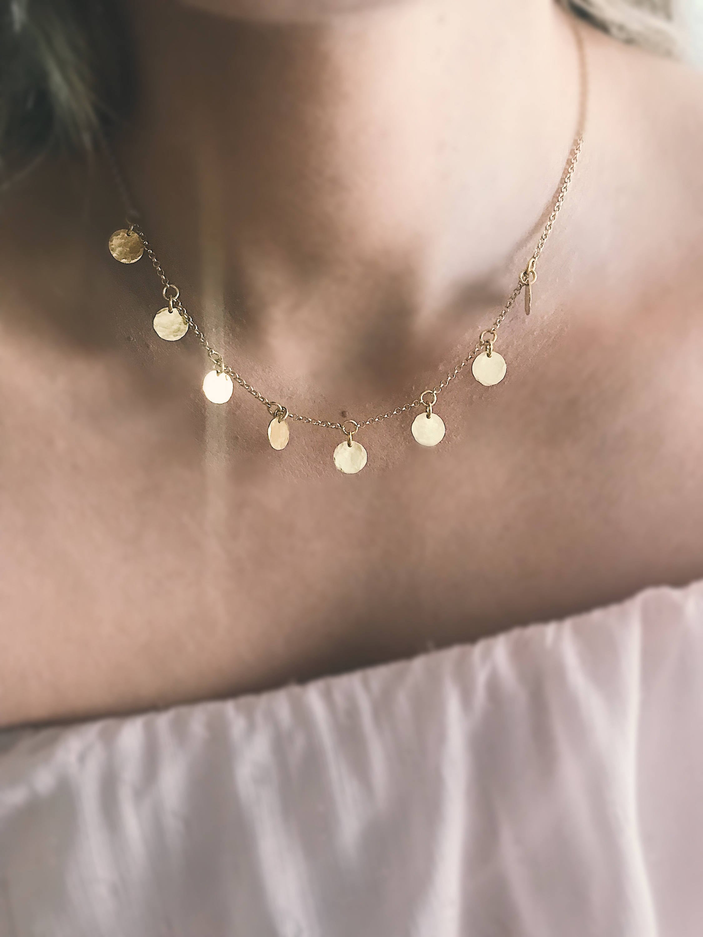 Coin necklace,gold disc necklace,gold coin necklace,gold plated silver ...