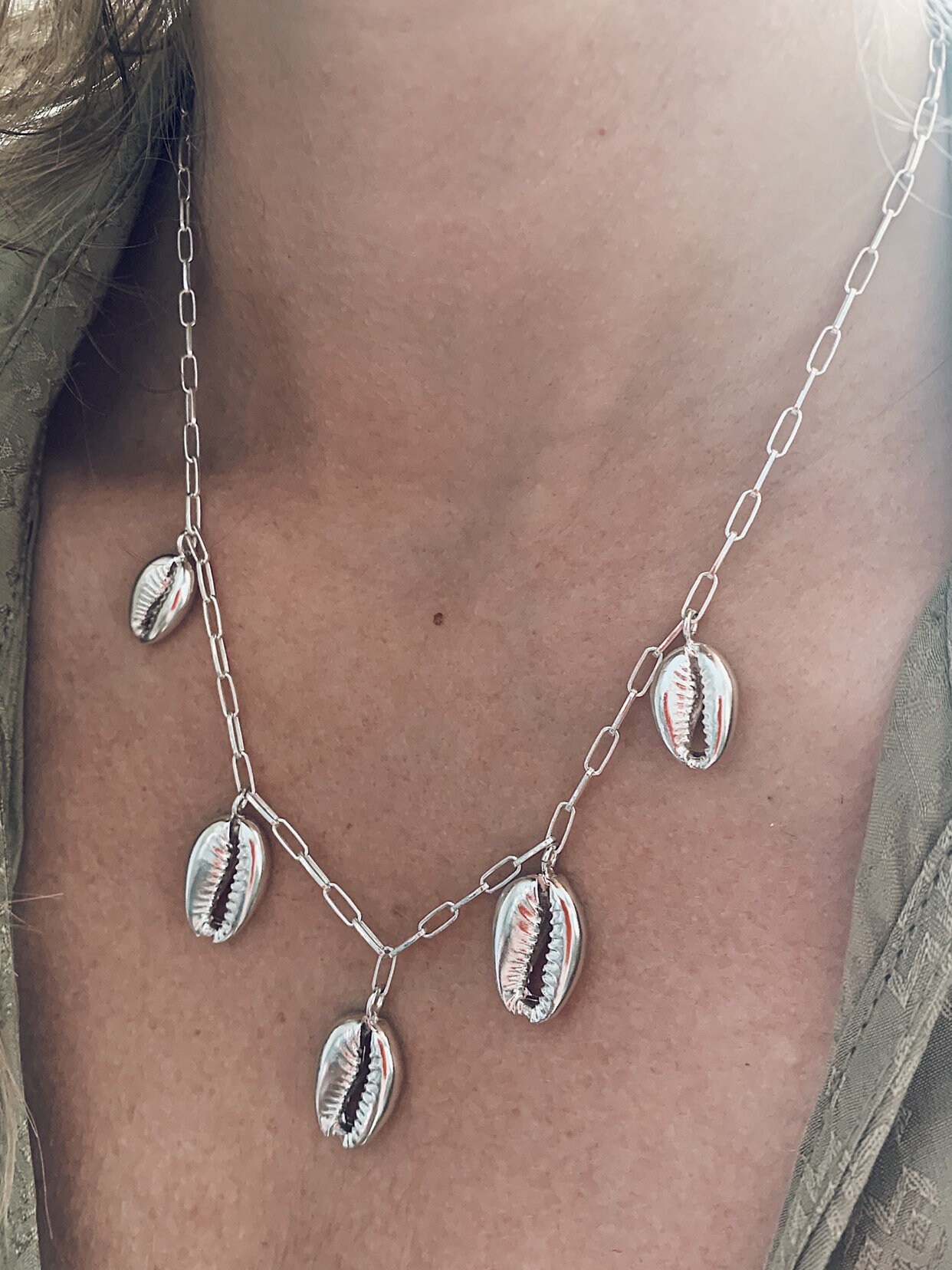 Shell necklace,silver shell necklace,mermaid necklace,silver shell ...