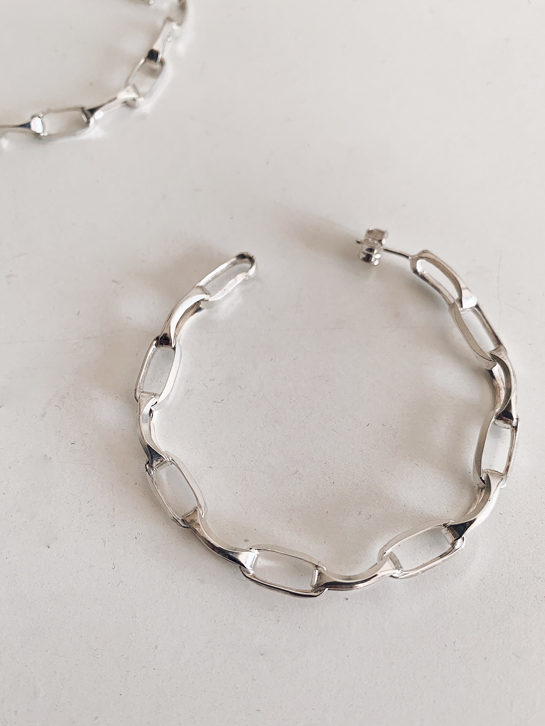 Silver hoops,big hoops earrings,silver chain hoops earrings,silver ...