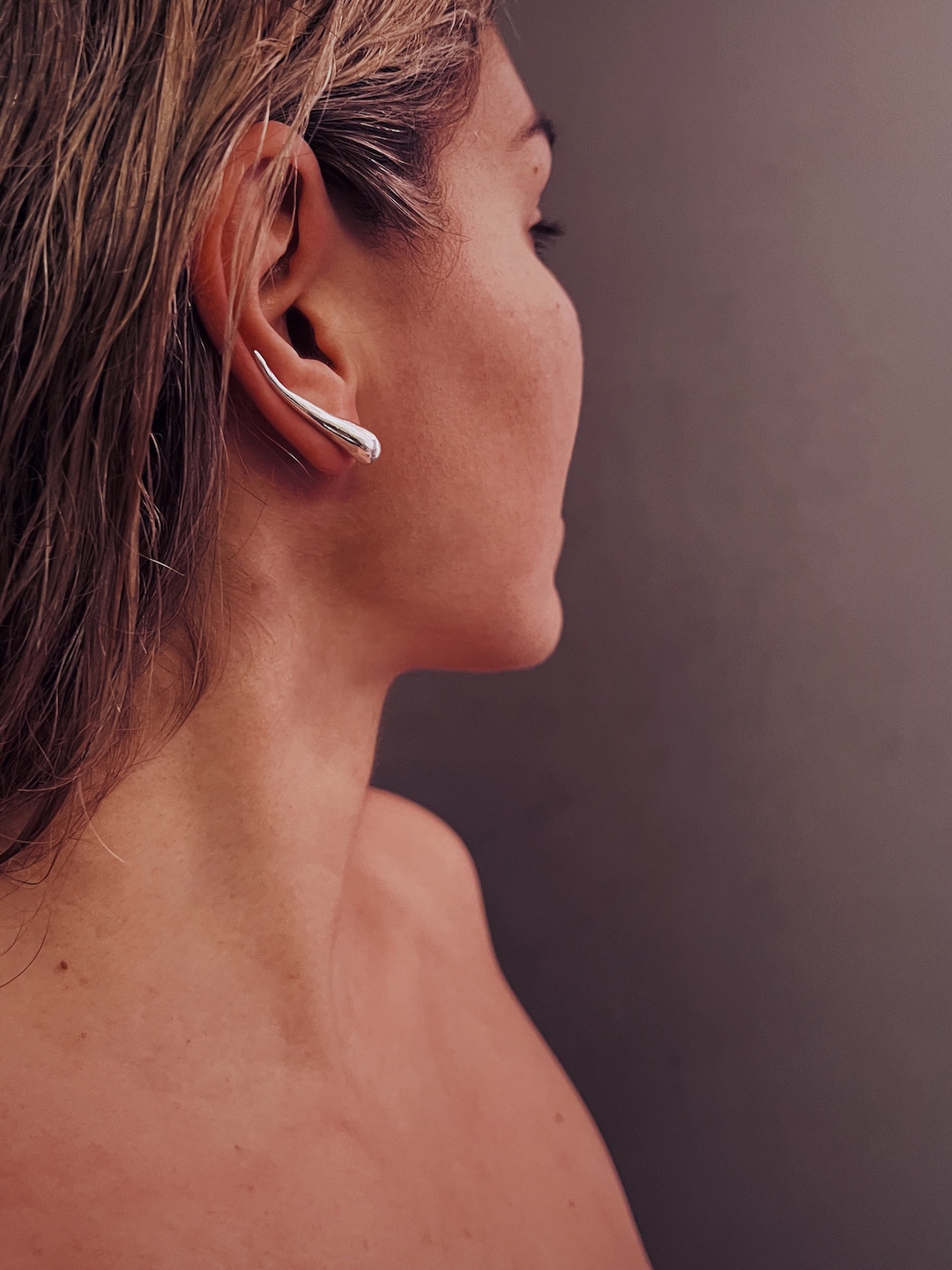 Sterling Silver Dripping Ear Climber: 22k Gold Vermeil Ear Cuff - Etsy