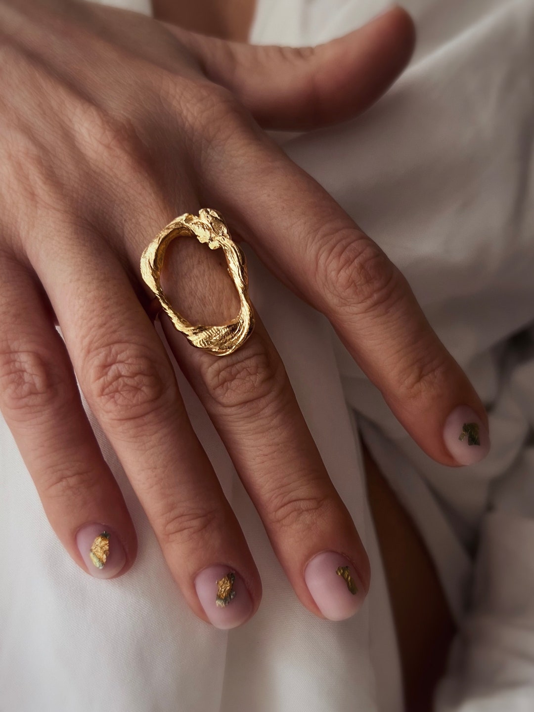 Abstract Silver Ring, Melting Silver Ring,chunky Silver Ring, Hollow ...