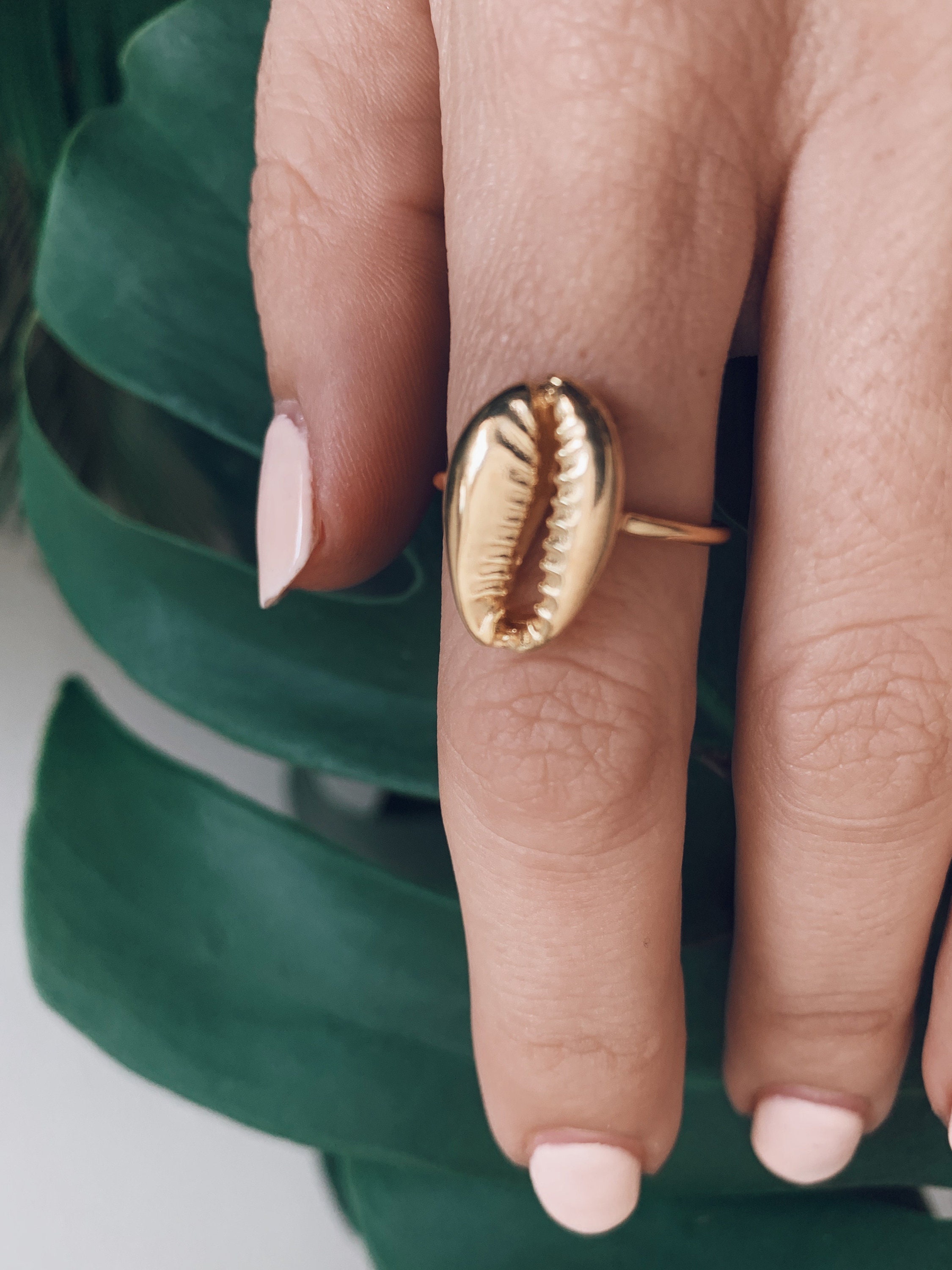 Gold shell ring,silver shell ring,silver cowrie ring,stacking ring,gold ...