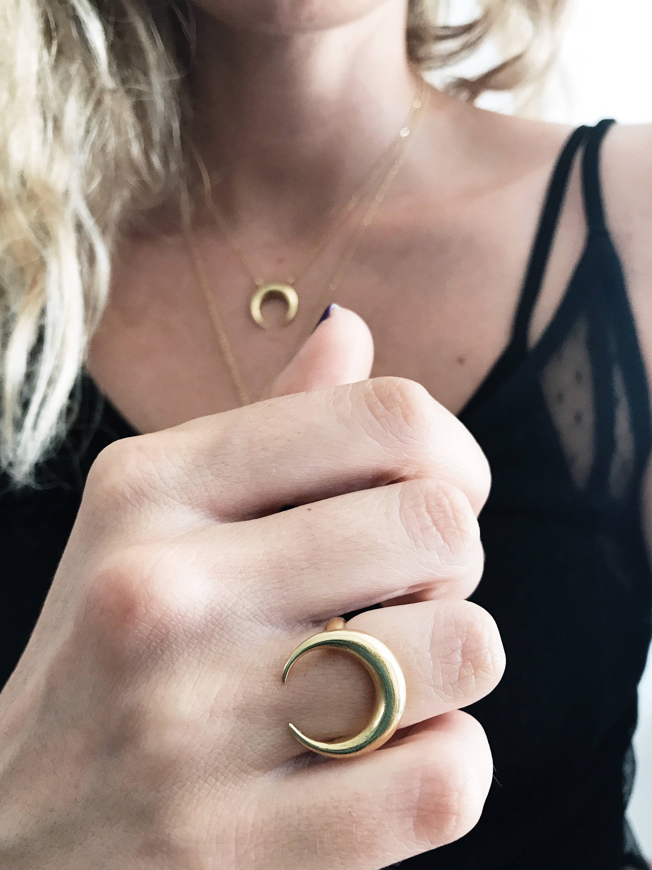 Moon ring,crescent moon ring,gold ring,sterling silver ring,double horn ...