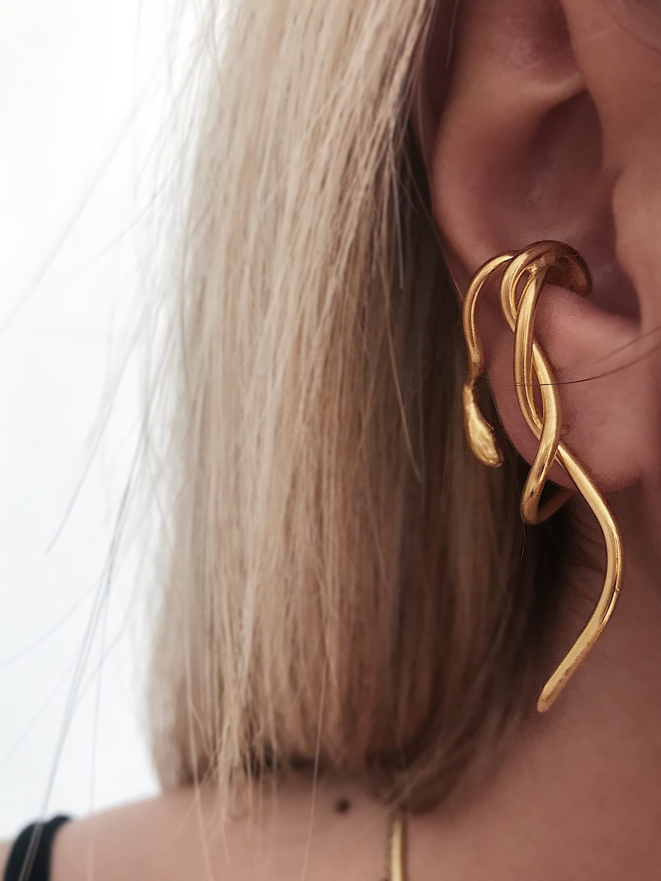 Snake ear cuff,gold ear cuff,snake ear piece,gold snake earrings,gold ...
