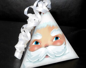 Santa Claus Christmas Pyramid Triangle Goody Treats Box | Etsy