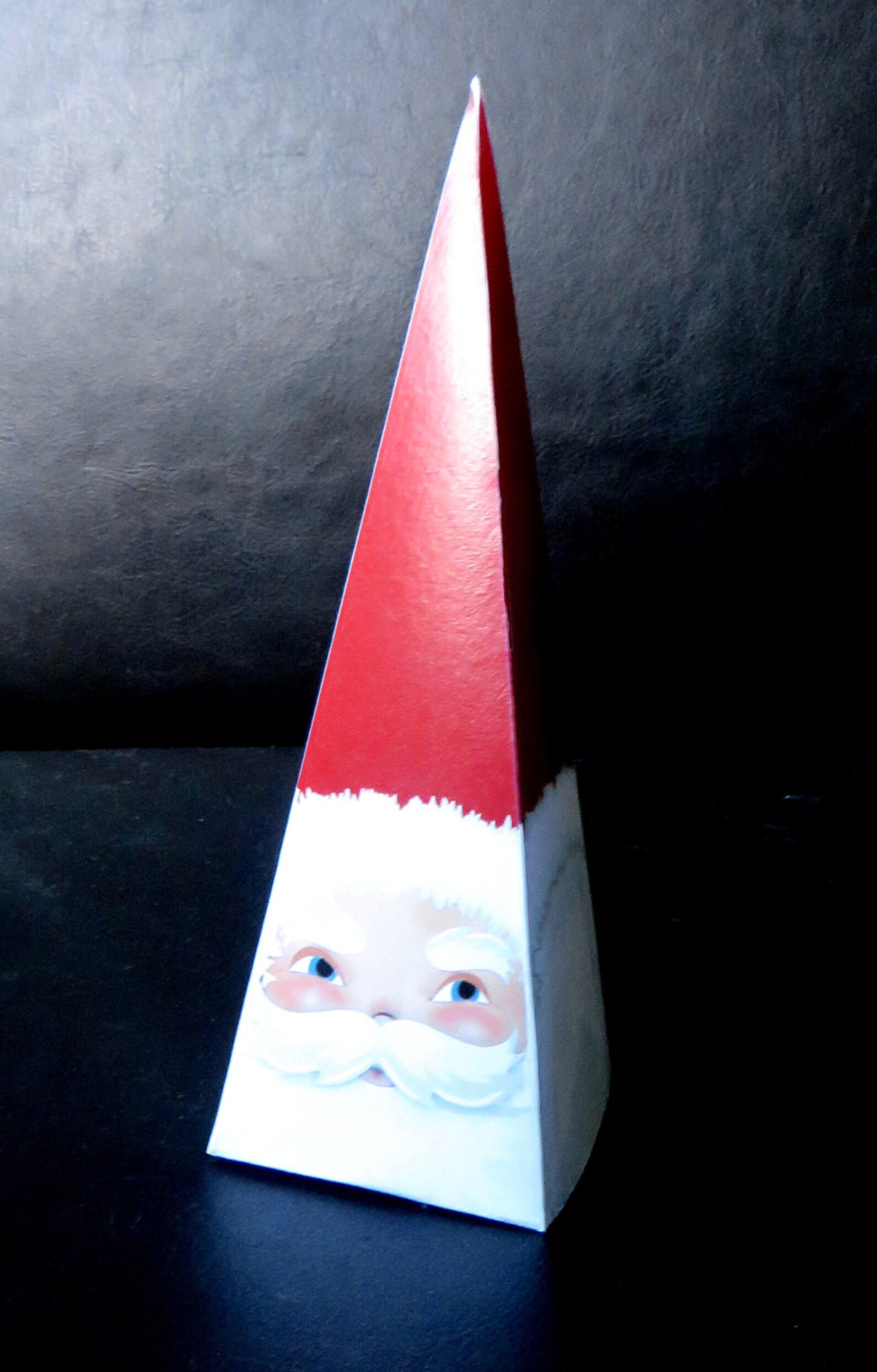 Santa Claus Christmas Pyramid Triangle Goody Treats Box 6.5" Tall X 2 ...
