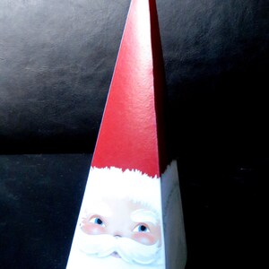 Santa Claus Christmas Pyramid Triangle Goody Treats Box 6.5" Tall X 2 ...