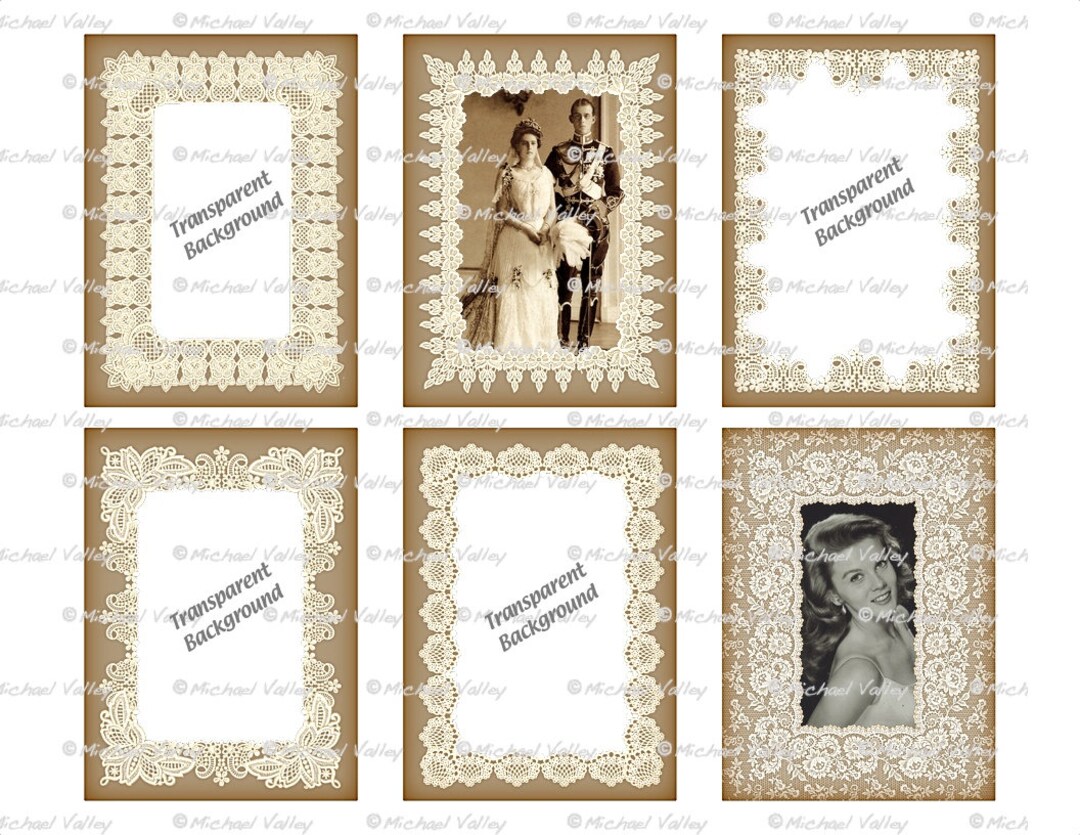 Digital Antique Lace Picture Frames Transparent PNG Insert Your Own ...