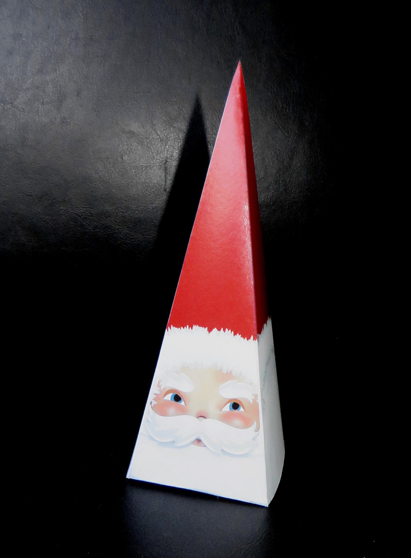 Santa Claus Christmas Pyramid Triangle Goody Treats Box 6.5" Tall X 2 ...