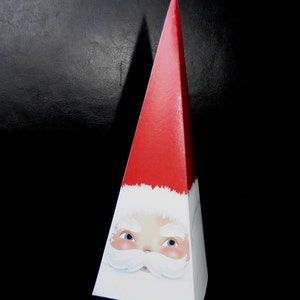Santa Claus Christmas Pyramid Triangle Goody Treats Box 6.5" Tall X 2 ...