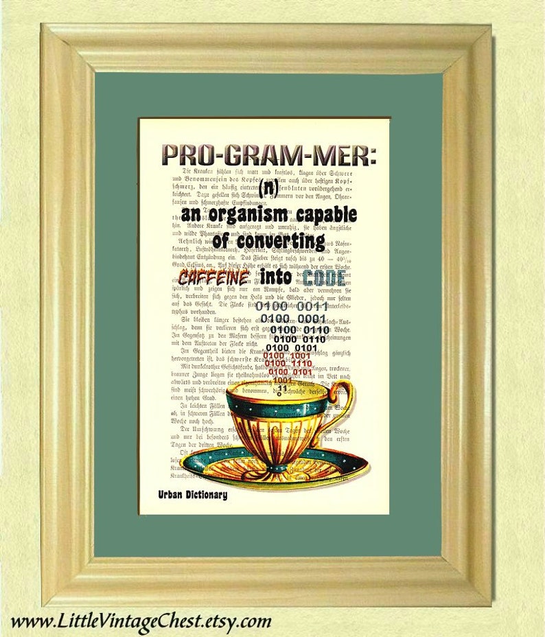 Programmer Definition Dictionary Art Print Inspirational Quote Wall Art