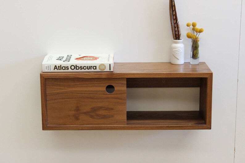 Floating Entry Shelf with Sliding Door | Etsy