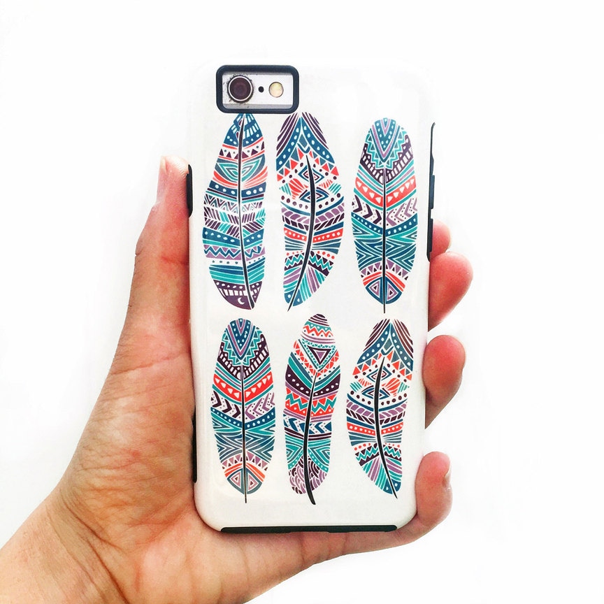 Colorful Aztec Feathers Phone Case for iPhone Xs Max, Xr, Xs/x, 11, 8 ...