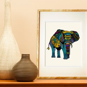 Colorful Tribal Animal Wall Art Set of 3 Prints – Elephant, Lion ...