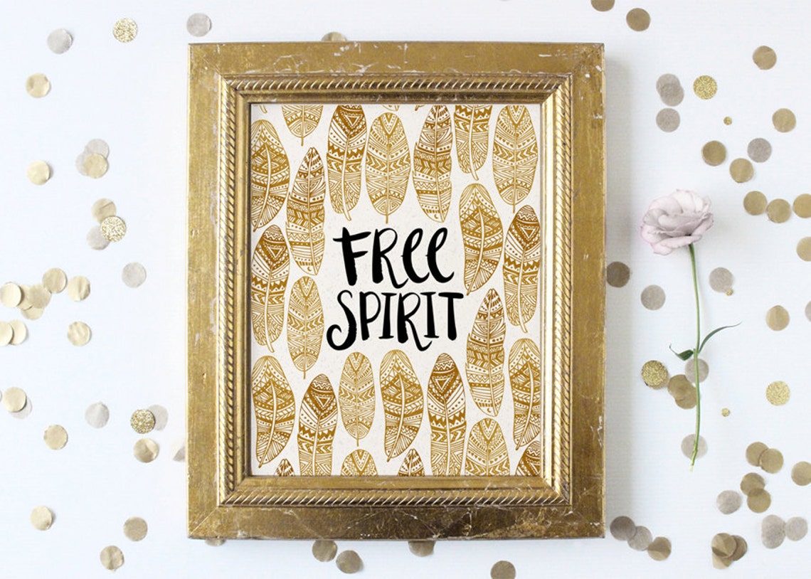 Free Spirit Typography Inspirational Quote Art Print 8 x | Etsy
