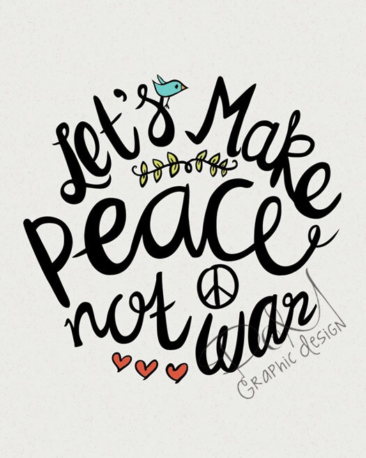 World Peace Positive Messages Typography Poster Prints in 8x10 - Etsy