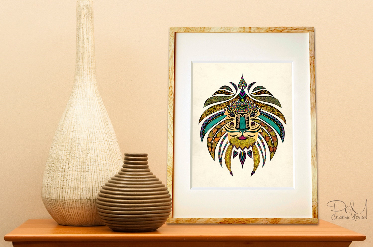 Colorful Tribal Animal Wall Art Set of 3 Prints Elephant | Etsy