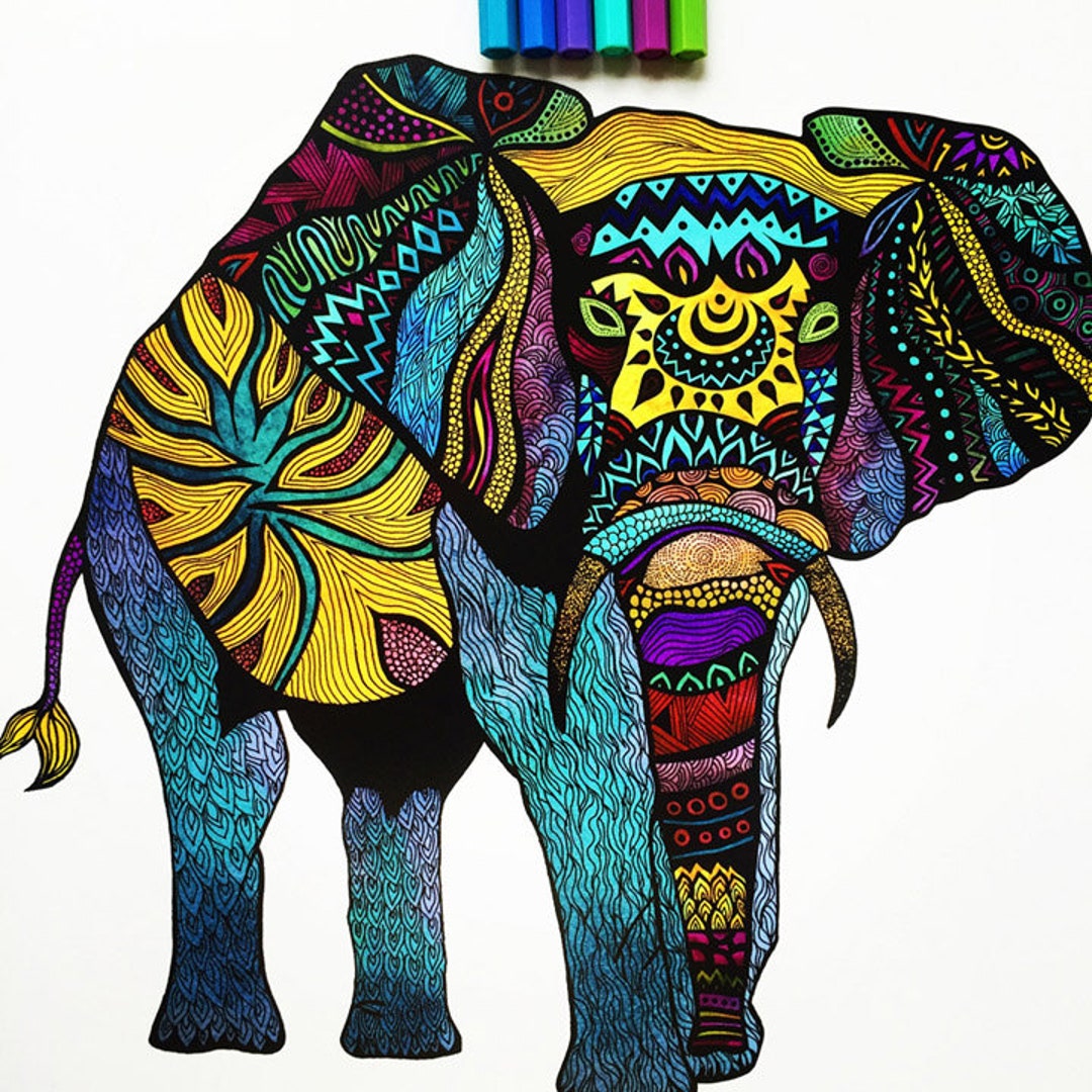 Poster Print in 8 X 10 or 11 X 14 - Elephant of Namibia Tribal ...